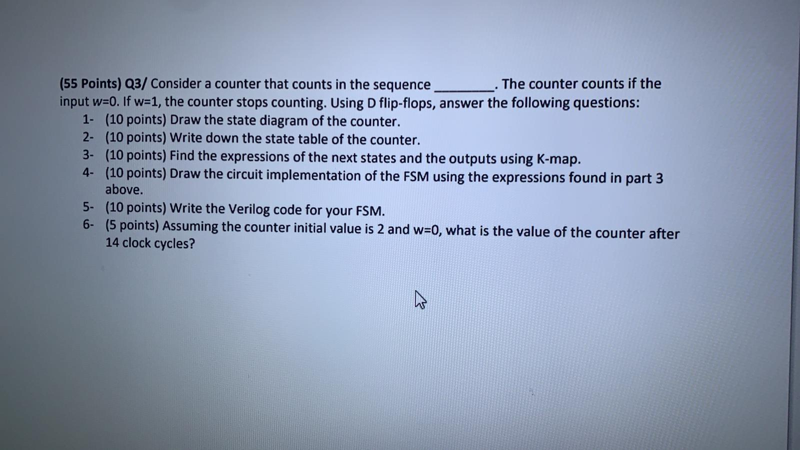 Solved (55 Points) Q3/ Consider a counter that counts in the | Chegg.com