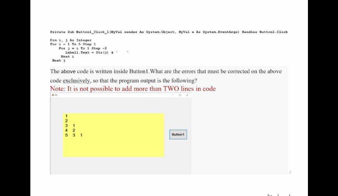Solved Private Sub Button1_Click_1(ByVal sender As | Chegg.com