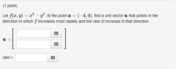 Solved Let f(x,y)=x2−y2. At the point a=(−4,4), find a unit | Chegg.com