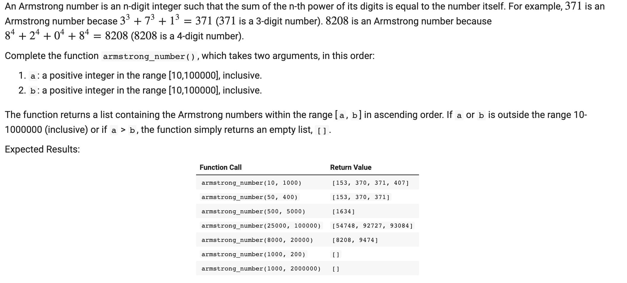 Solved An Armstrong number is an n-digit integer such that | Chegg.com