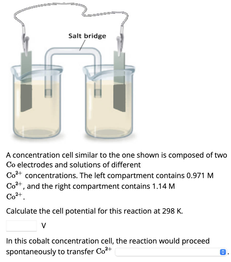 Solved A concentration cell similar to the one shown is | Chegg.com