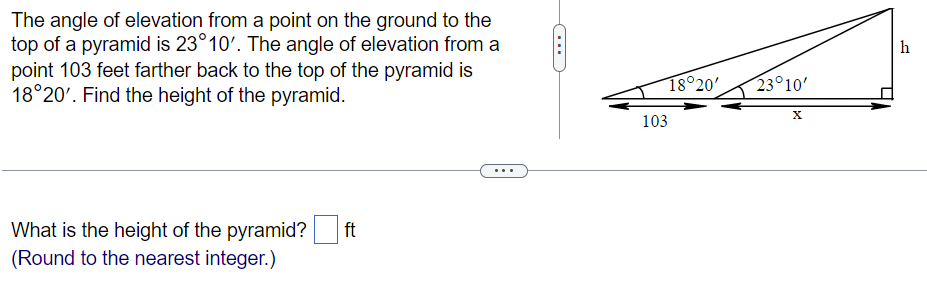 Solved The angle of elevation from a point on the ground to | Chegg.com