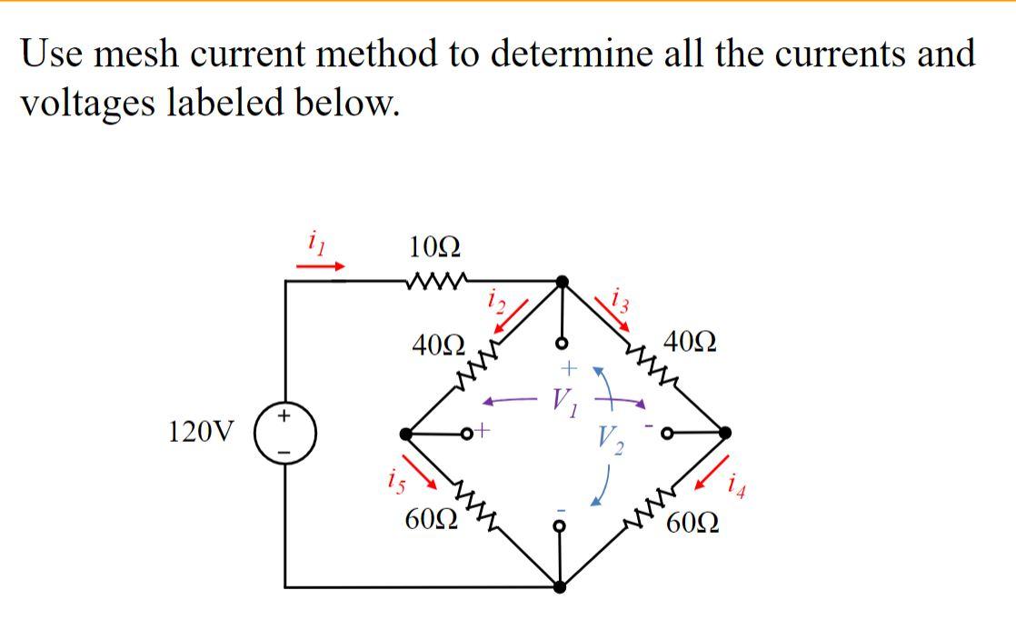 Solved Use mesh current method to determine all the currents | Chegg.com