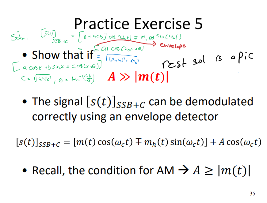 Solved Practice Exercise 5Soln:The signal [s(t)]SSB+C ﻿can | Chegg.com