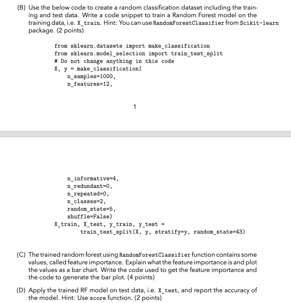 Solved (B) Use the below code to create a random | Chegg.com