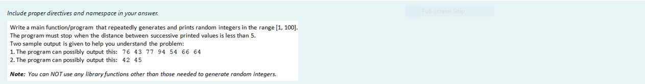 Solved Include proper directives and namespace in your | Chegg.com
