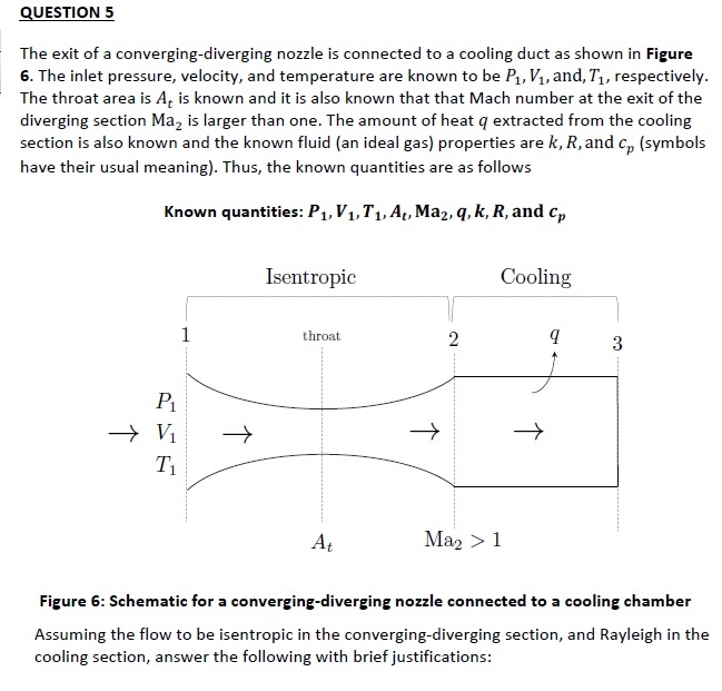 Solved QUESTION 5 The exit of a converging-diverging nozzle | Chegg.com