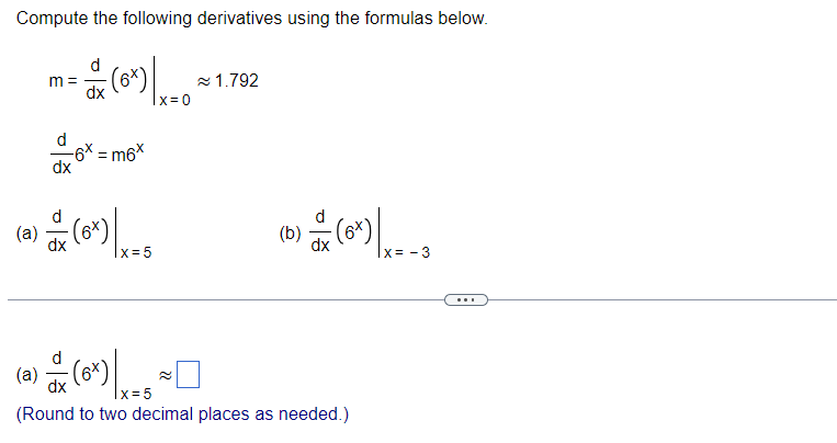 Solved Compute the following derivatives using the formulas | Chegg.com