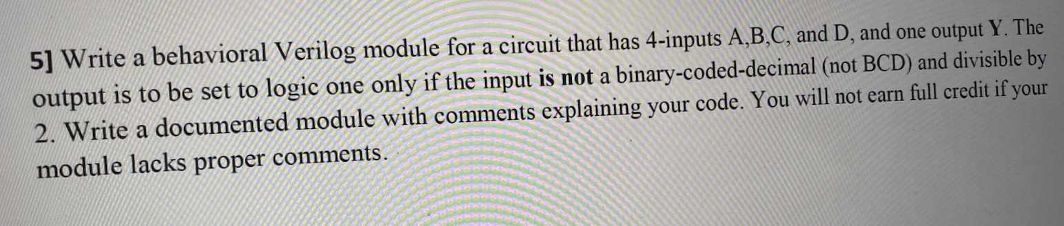 Solved a 5] Write a behavioral Verilog module for a circuit | Chegg.com