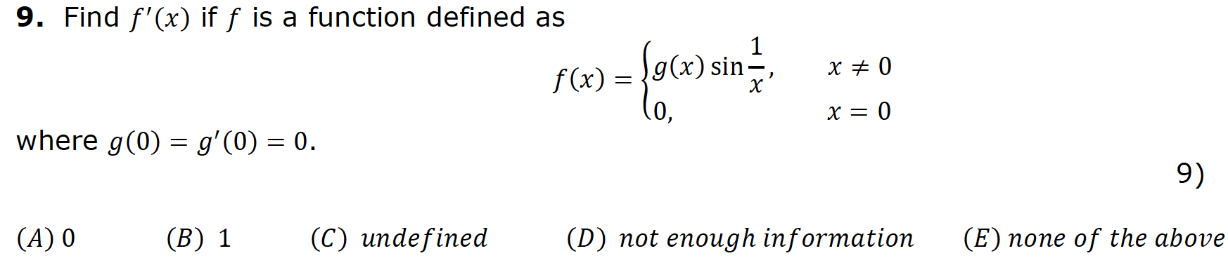 Solved 9. Find f′(x) if f is a function defined as | Chegg.com