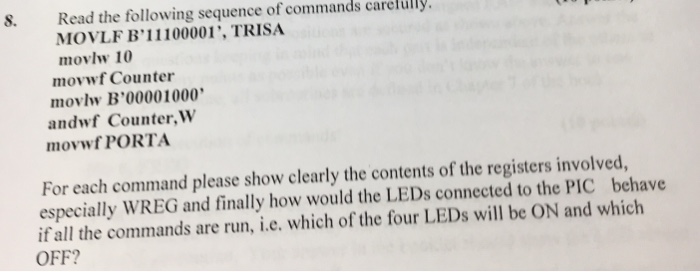Solved 8. Read the following sequence of commands carelully | Chegg.com
