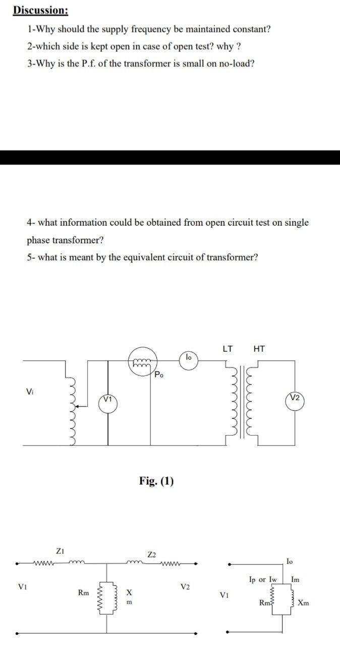 Solved Discussion: 1- Why should the supply frequency be | Chegg.com