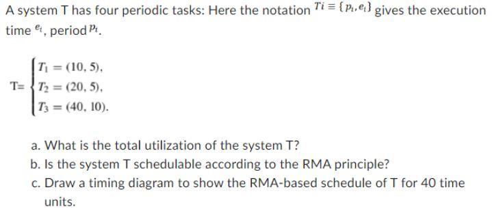 Solved A system T has four periodic tasks: Here the notation | Chegg.com