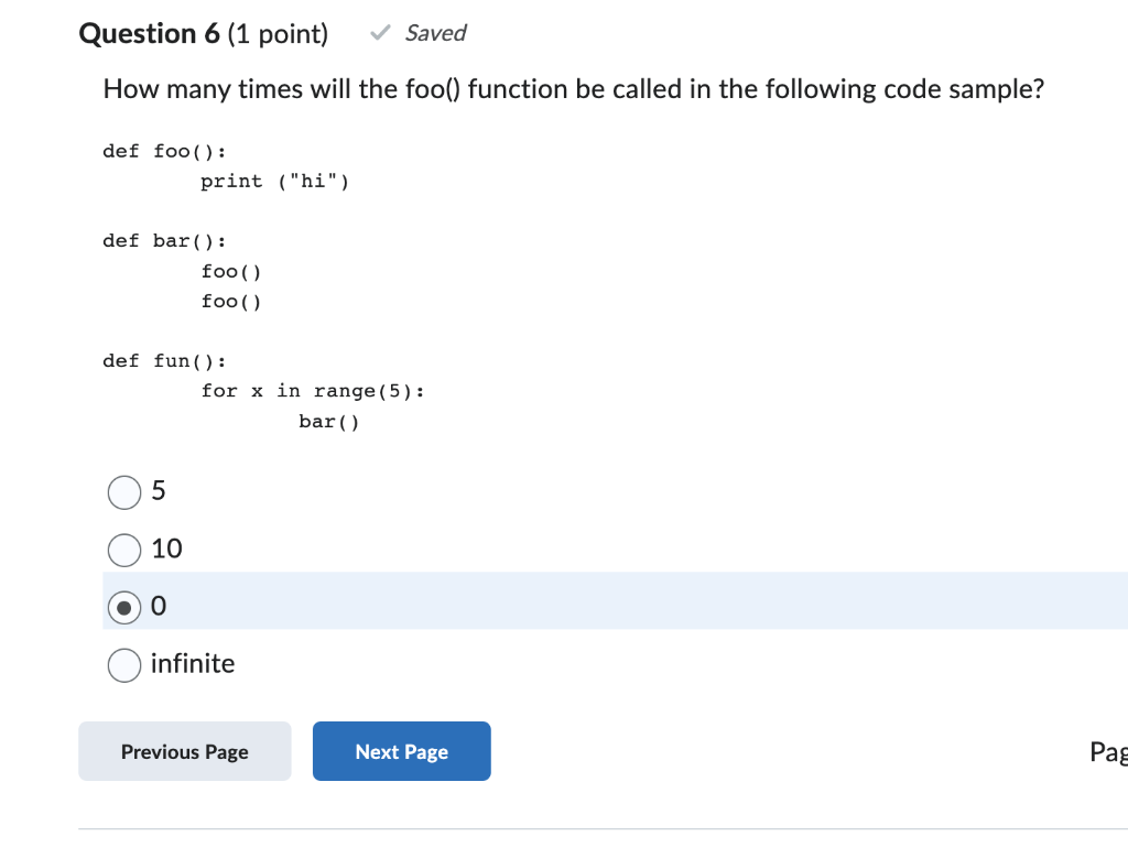 Solved How many times will the foo() function be called in | Chegg.com