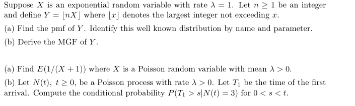 Suppose X Is An Exponential Random Variable With Rate 