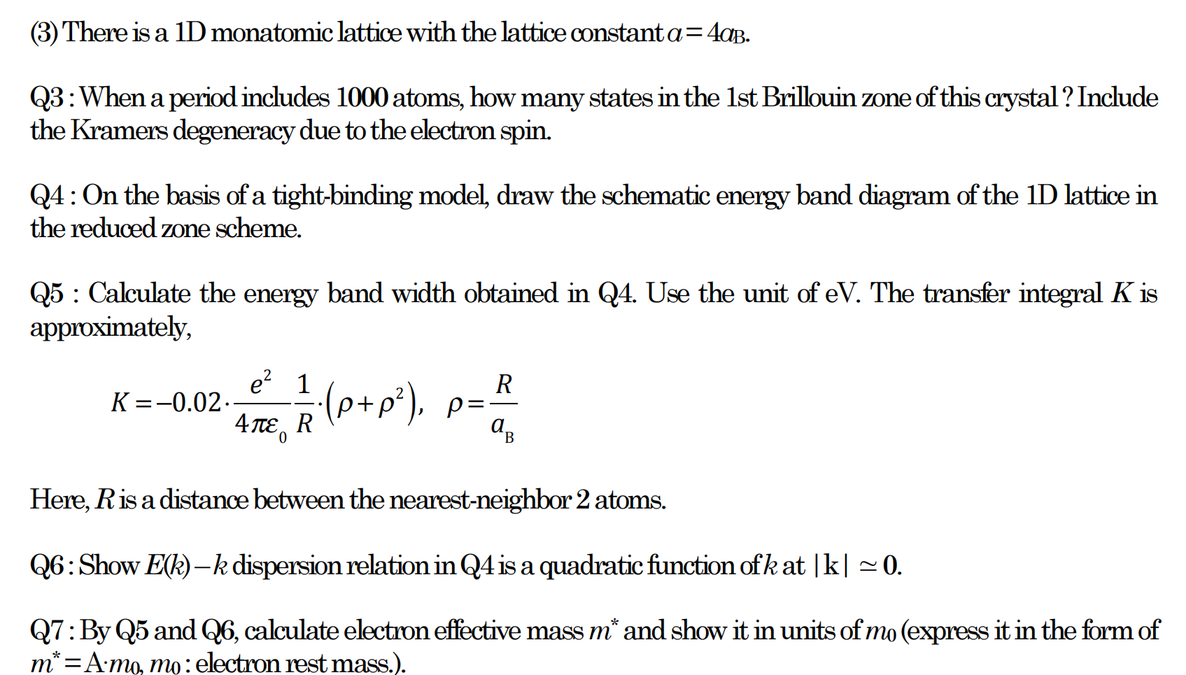 Solved There is a 1D monatomic lattice with the lattice | Chegg.com