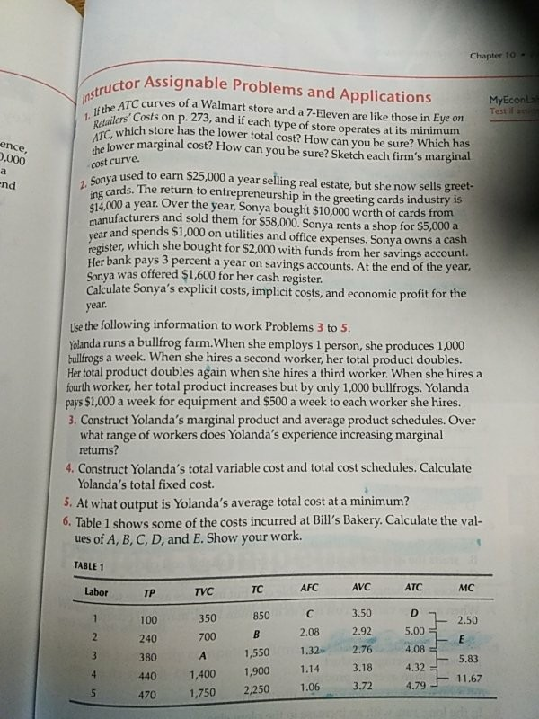 Chapter 10 Instructor Assignable Problems and | Chegg.com