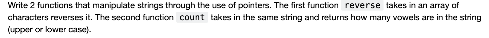 Solved Write 2 functions that manipulate strings through the | Chegg.com