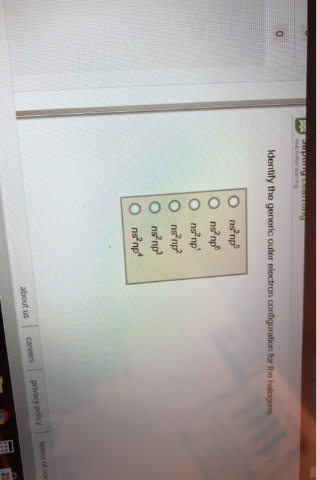 Solved Identify the generic outer electron configuration for | Chegg.com