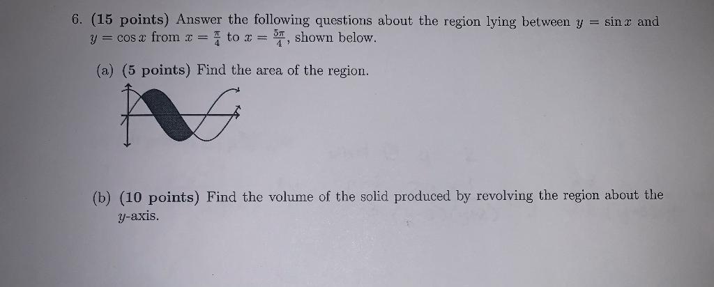Solved 6. (15 points) Answer the following questions about | Chegg.com