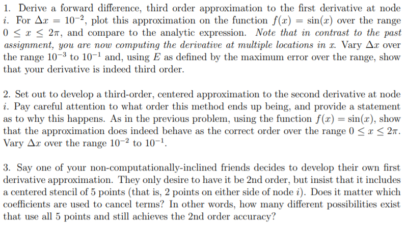 Solved 1. Derive a forward difference, third order | Chegg.com