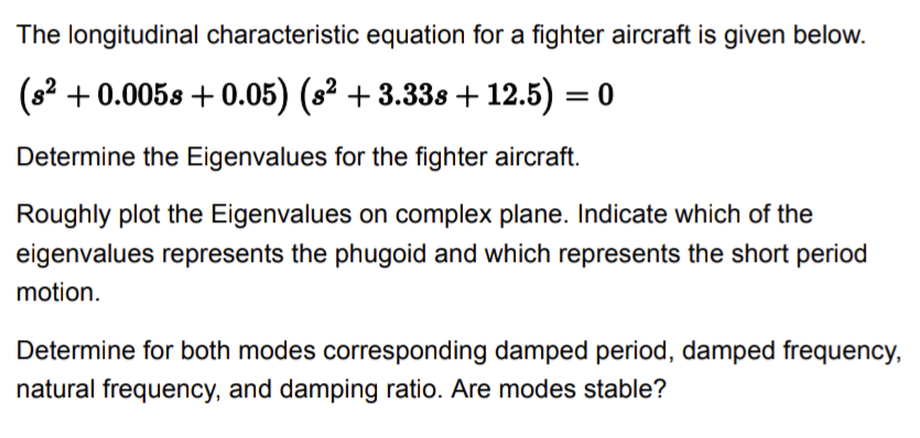 The longitudinal characteristic equation for a | Chegg.com