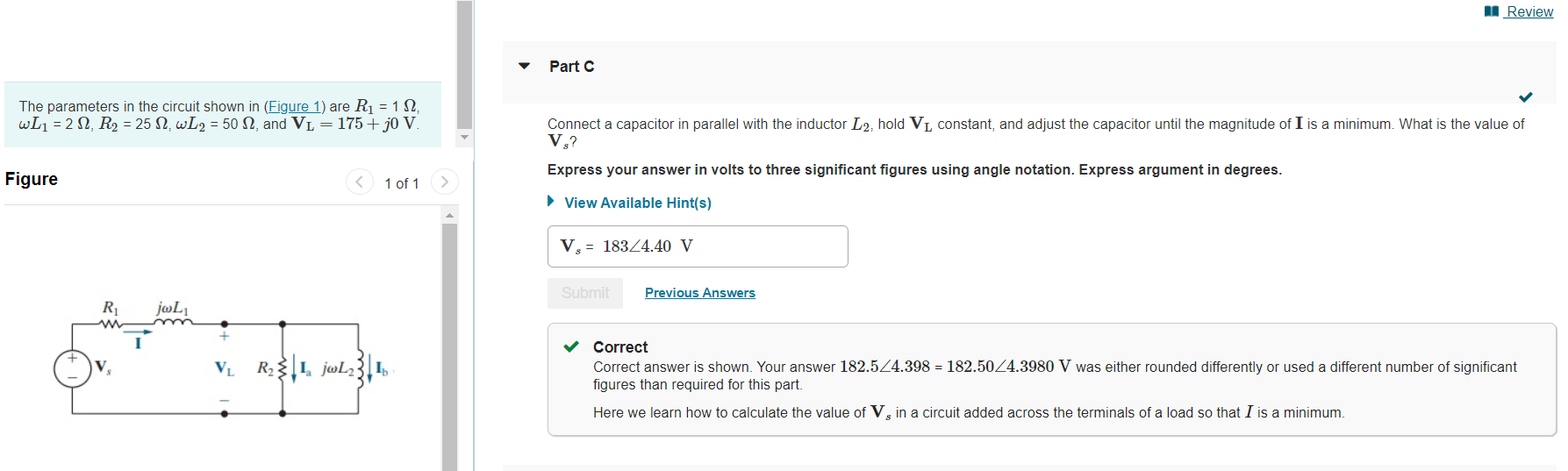 Solved The parameters in the circuit shown in (Figure 1) are | Chegg.com