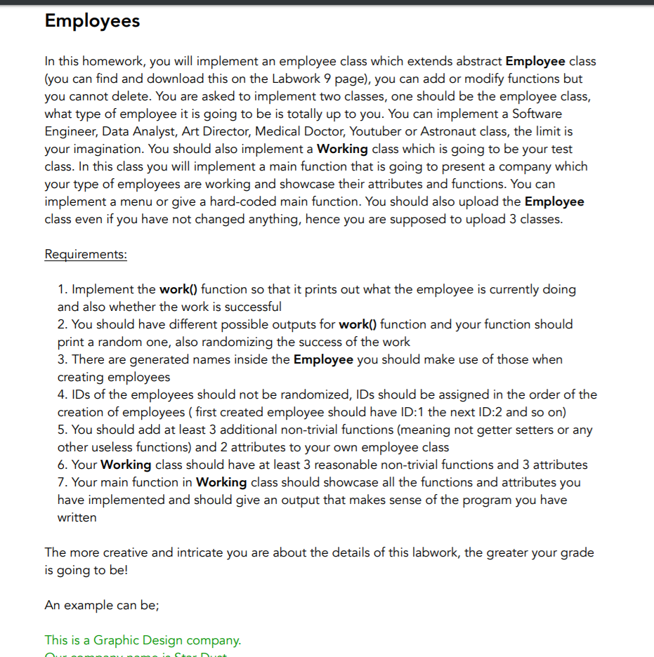 Solved public abstract class Employee { protected final | Chegg.com