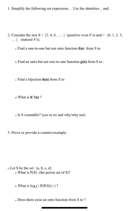 Solved 1. Simplify the following set expression.. Use the | Chegg.com