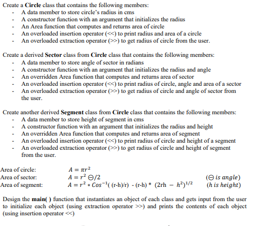 Solved Create a Circle class that contains the following | Chegg.com
