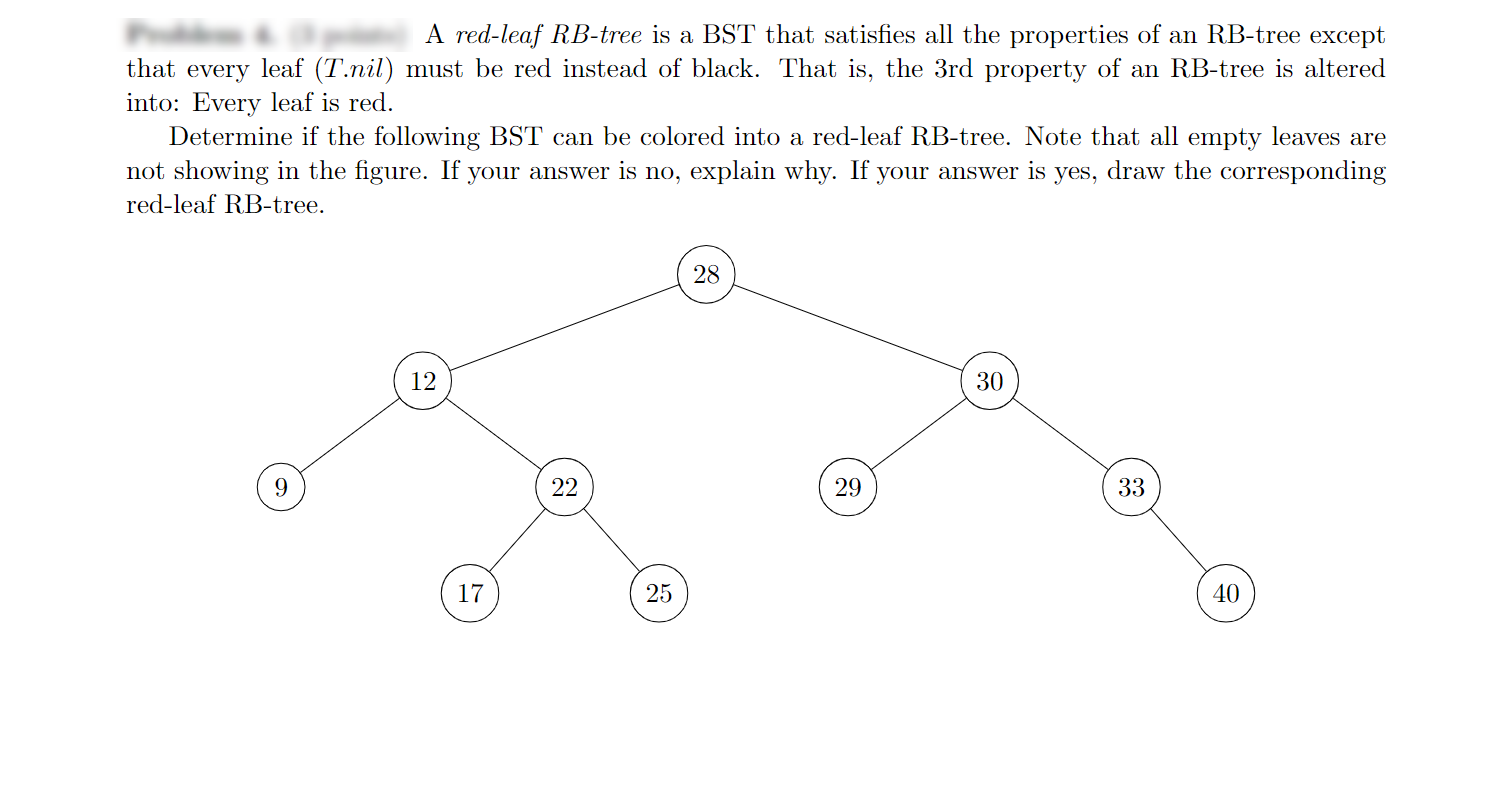 Solved A red-leaf RB-tree is a BST that satisfies all the | Chegg.com