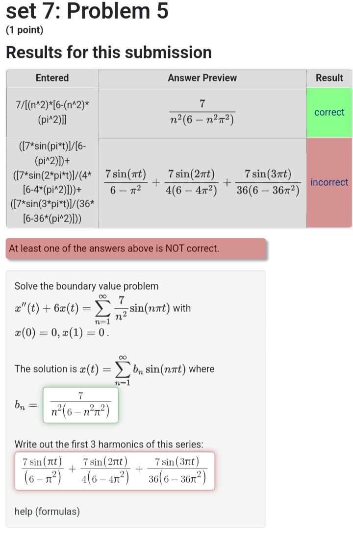 Solved set 7: Problem 5 (1 point) Results for this | Chegg.com
