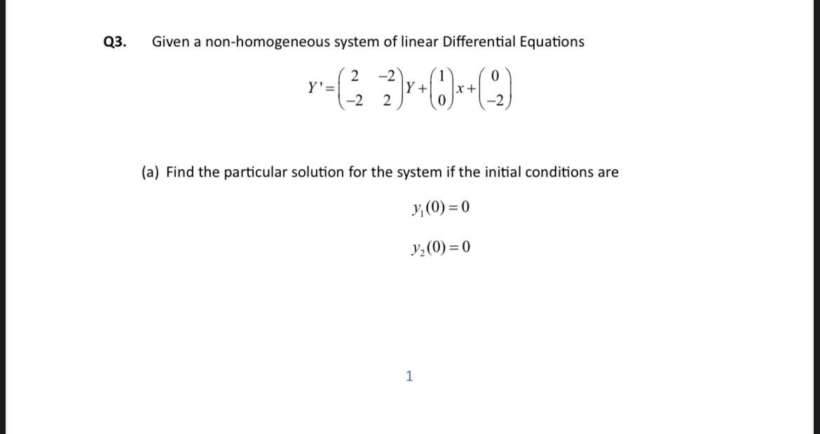 Q3. ﻿Given a non-homogeneous system of ﻿linear | Chegg.com