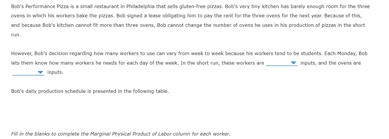 Solved Bob's Performance Pizza is a small restaurant in | Chegg.com