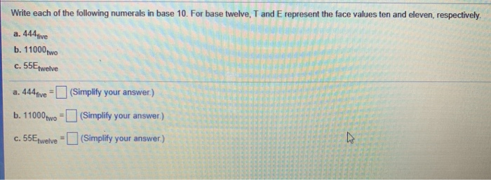 Solved Write each of the following numerals in base 10. For | Chegg.com