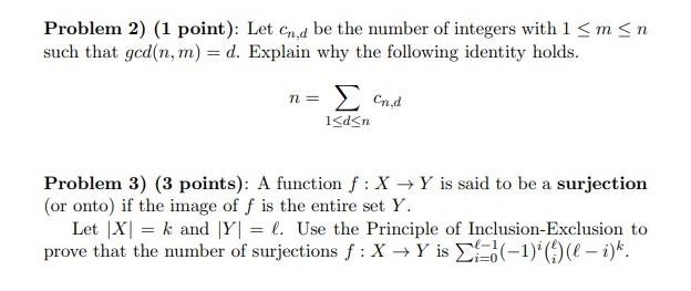 Solved Problem 2) (1 point): Let cn,d be the number of | Chegg.com