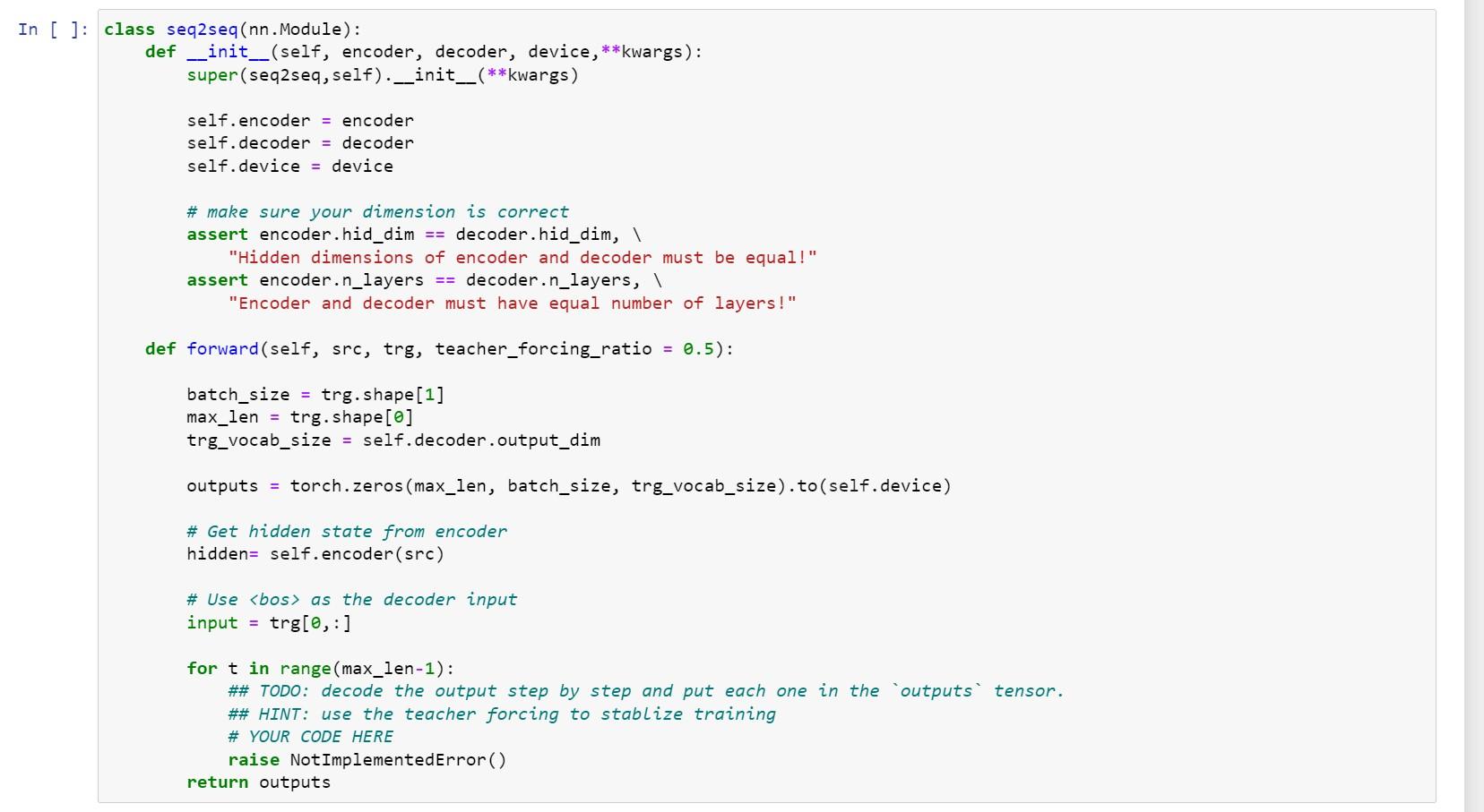 Question 3: How do I put together a seq2seq model | Chegg.com