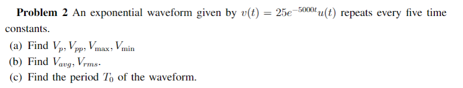 Solved Problem 2 An exponential waveform given by | Chegg.com