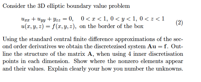 Solved Consider the 3D elliptic boundary value problem u(x, | Chegg.com