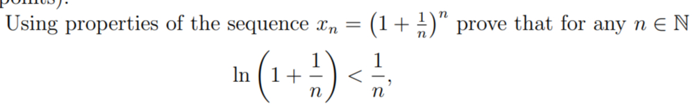 Solved Using properties of the sequence xn=(1+1n)n ﻿prove | Chegg.com