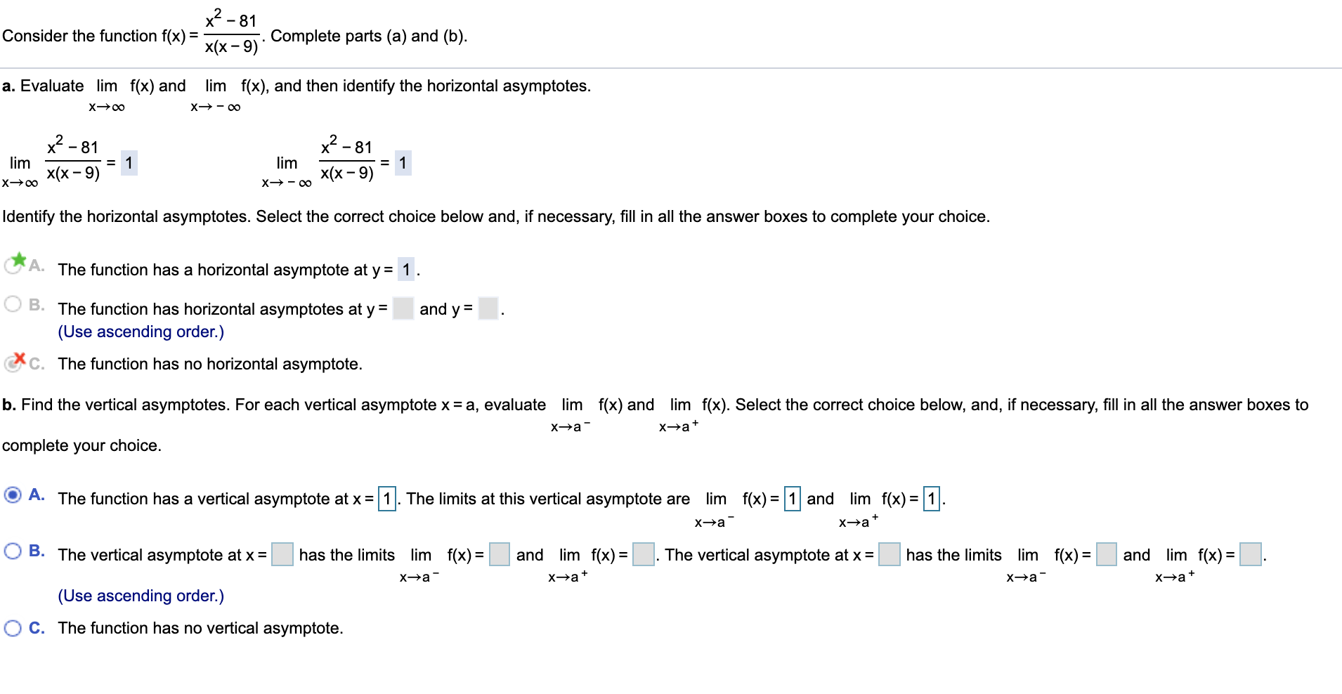 Solved x? - -81 Consider the function f(x) = x(x -9) | Chegg.com