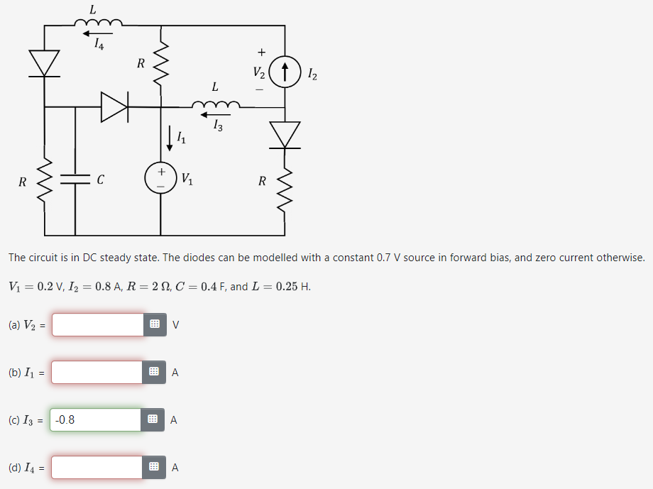 Solved The circuit is in DC steady state. The diodes can be | Chegg.com