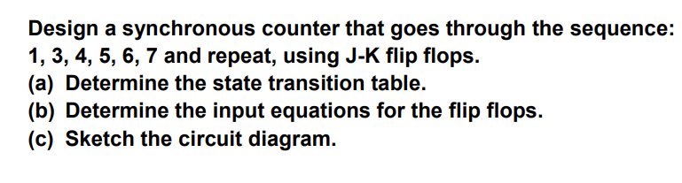 Design a synchronous counter that goes through the | Chegg.com