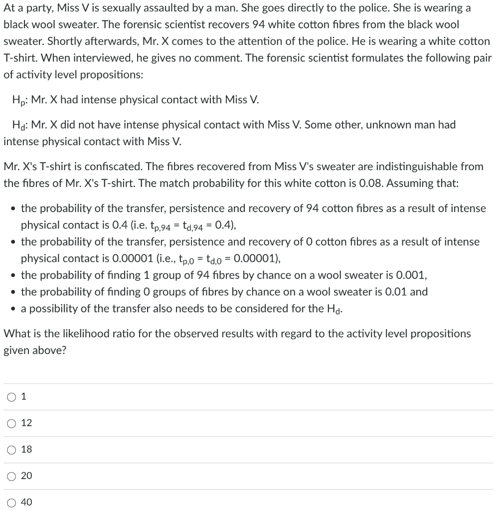 Solved black wool sweater. The forensic scientist recovers | Chegg.com