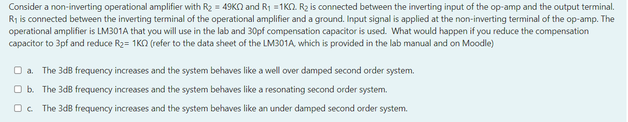 Solved Consider a non-inverting operational amplifier with | Chegg.com