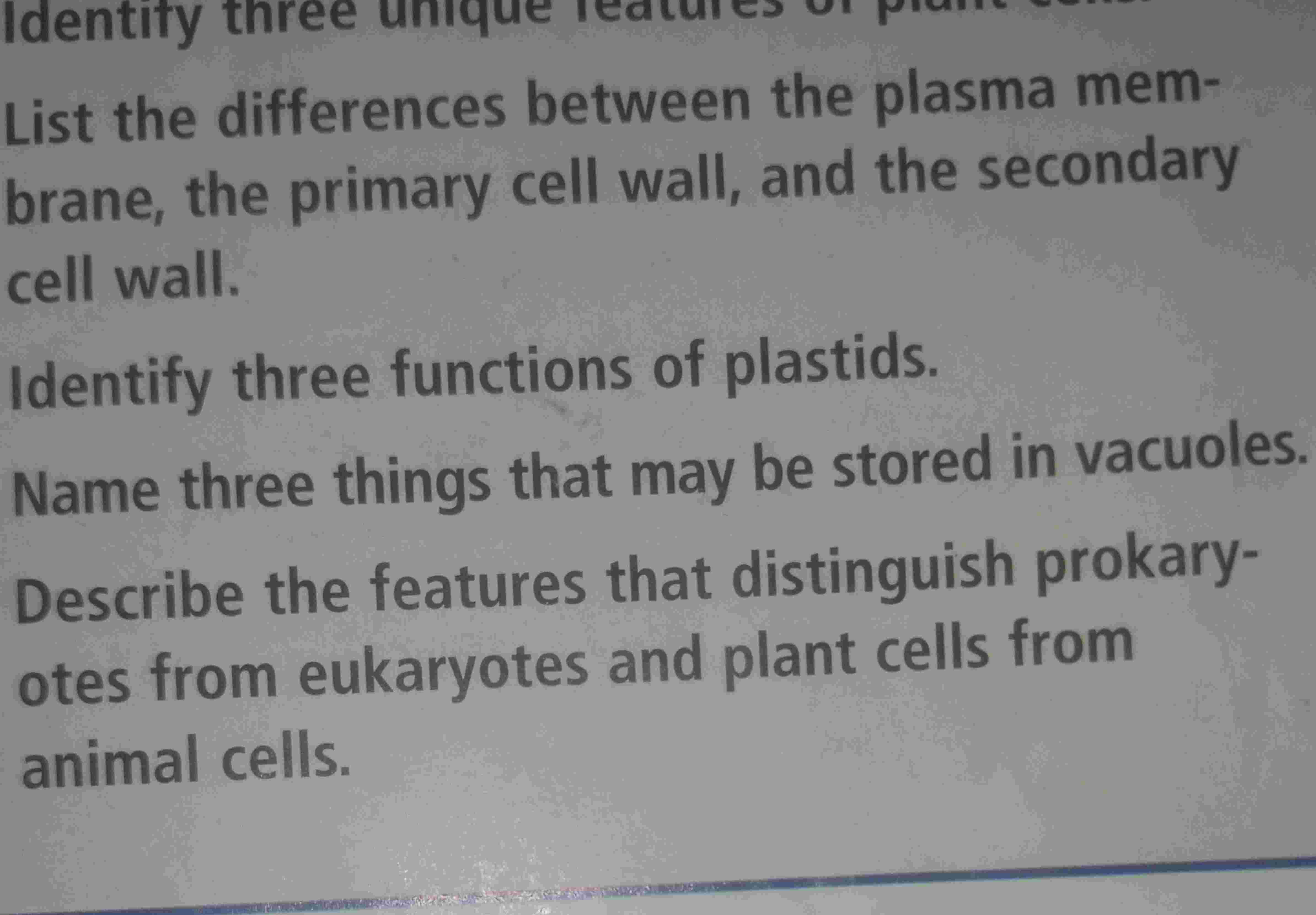 Solved List the differences between the plasma mem-brane, | Chegg.com