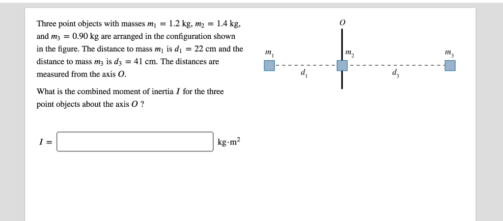 Solved Three point objects with masses mi = 1.2 kg, m2-1.4 | Chegg.com