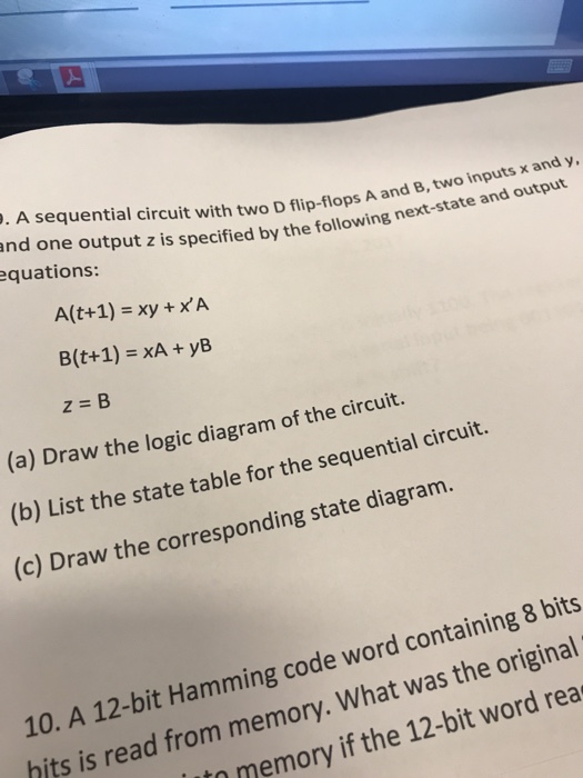 Solved . A sequential circuit with two D flip-flops nd one | Chegg.com