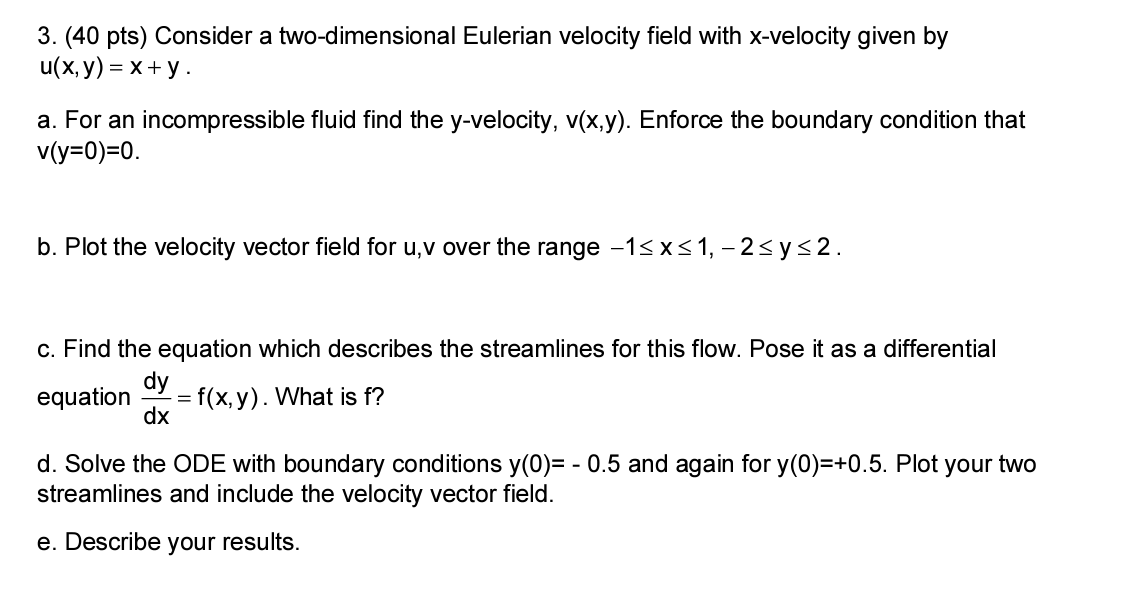 Solved 3. (40 pts) Consider a two-dimensional Eulerian | Chegg.com