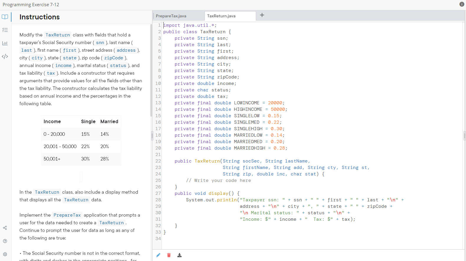 Solved Programming Exercise 7-12 Instructions || Modify the | Chegg.com
